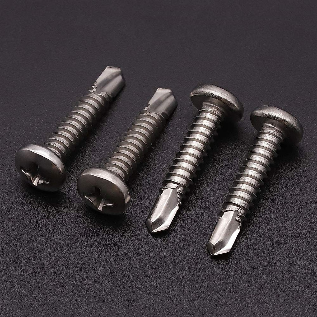 #8 x 3/4" (100 pcs) Pan Head Self Drilling Screws for Metal, Phillips Drive Self Tapping, Sheet Metal Tek Screws, 410 Stainless Steel, Full Thread, No Pre-drilled Needs