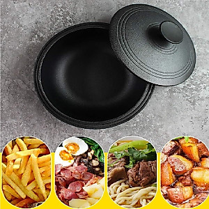 Xgxoz Korean Traditional Thick cast Iron Pot Pre-Seasoned Cast Iron 2-in-1 Heavy-Duty Dutch Oven with Skillet Lid Set, Oven,Grill, Stove Top, BBQ and Induction Safe