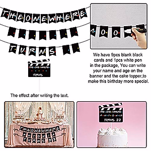 The One Where Turns Banner Birthday Banner Backdrop & Cake Topper for Birthday Gift Party Supplies Birthday Party Decoration Kit Fans Kids Party Decorations