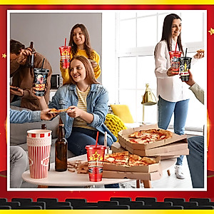 Uiifan 12 Pcs Movie Night Cups 24oz Movie Night Supplies Reusable Tumbler with Lid and Straw Movie Party Decorations Birthday Party Favors