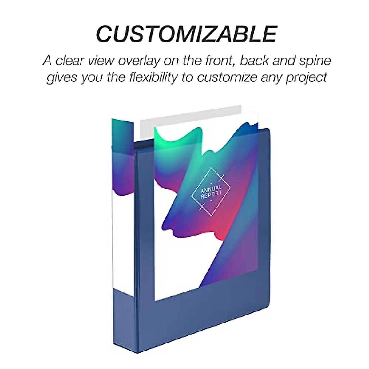 Samsill Economy 1.5 Inch 3 Ring Binder, Made in the USA, Round Ring Binder, Customizable Clear View Cover, Blue, 4 Pack (MP48552)