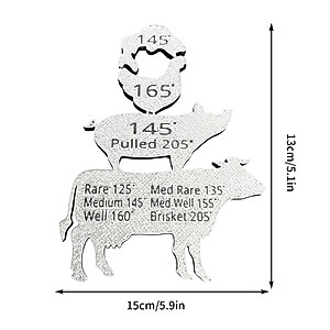 BBQ Gift Men Grilling Party for Husband-Metal Meat Temperature Magnet, Meat Internal Cooking Temperature Guide Grill Magnet, Animal Meat Temperature Chart Magnet BBQ Smoking Meat Accessories (Metal)