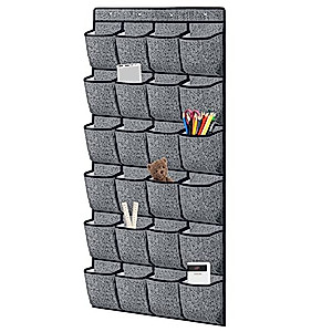 Ainichi Over Door Shoe Organizer - Over Door Hanging Shoe Holder with 24 Large Pockets & 4 Metal Hooks - Household Shoe Holder Bag Hanger for Closet Door Wall Storage