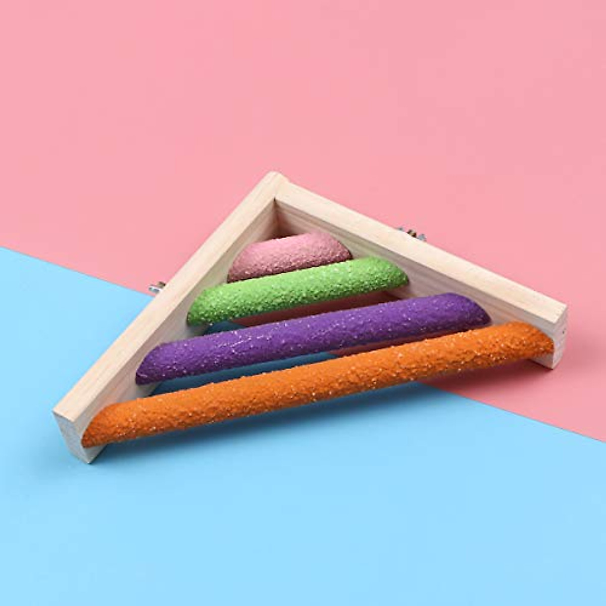 balacoo Bird Perch Platform Wooden Parrot Stand Birdcage Corner Playground Colorful Right Angle Perches for Parakeet Cockatiel Guniea Pig Small Animals Random Color