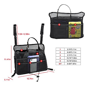 Cavalcade Car Net Pocket, Back Seat Mesh Organizer, Automotive Console Handbag Holder, Netting Pouch Storage Bag for Car, Barrier of Backseat Pet Kids, Black