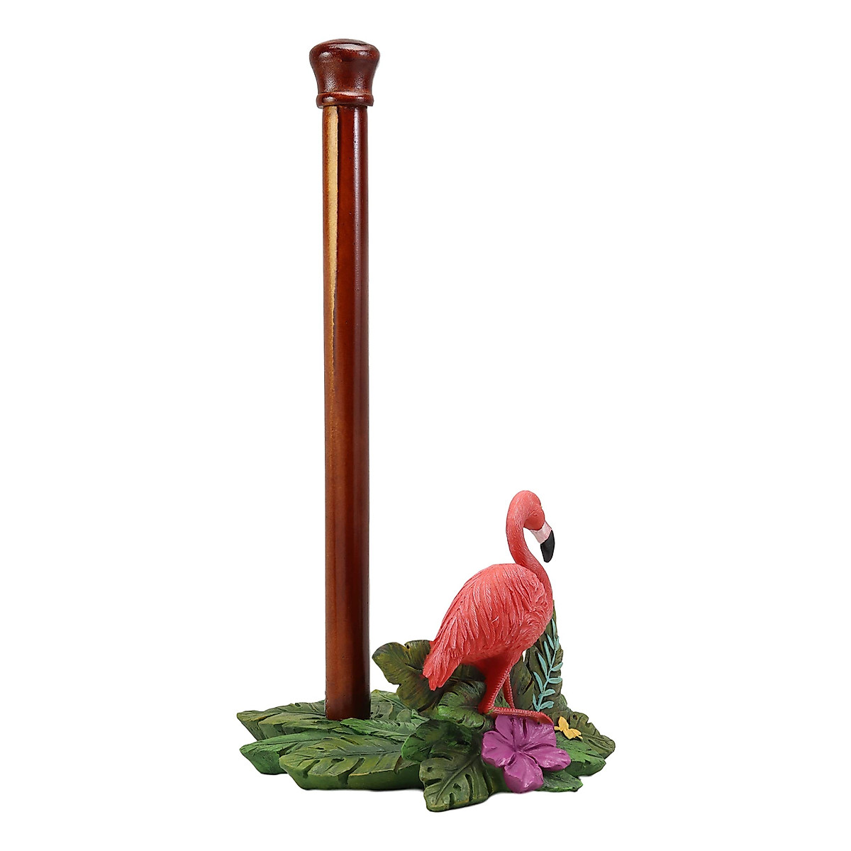 Ebros Gift Tropical Birds of Paradise Graceful Pink Flamingo Kitchen Dining Paper Towel Holder Dispenser 15" High Home Accent Western Decorative Figurine Dinner Table or Bar or Countertop Centerpiece