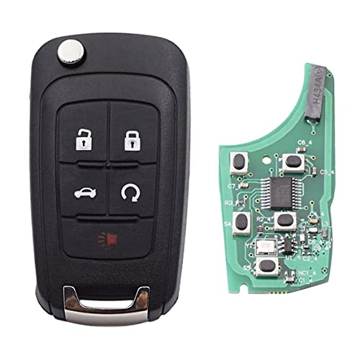 5 Buttons Keyless Remote Flip Car Key Fob Fit for Chevy Camaro 2010-2016/Chevy Cruze 2010-2016/Chevy Equinox 2010-2016/Chevy Malibu 2010-2016 FCC OHT01060512 (1)