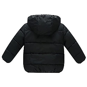 Baby Girls Boys' Winter Fleece Jackets with Hooded Toddler Cotton Dress Warm Lined Coat Outer Clothing (Black, 2-3T)