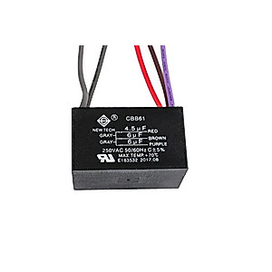 Podoy Ceiling Fan Capacitor CBB61 for Compatible with New TECH Harbor Breeze 4.5uf 6uf 6uf 5 Wire (2 Pack)