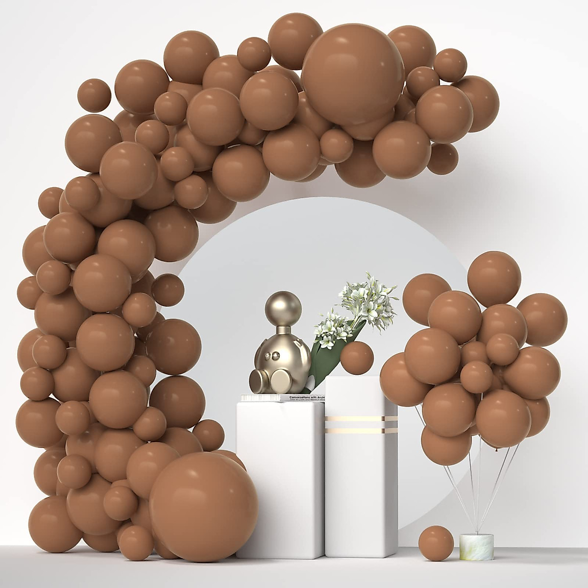 Black Balloons in Brown Balloons for Double-Stuffed Balloon Garland Kit, Coffee Brown Balloons Arch Different Sizes 18 Inch 12 Inch 5 Inch Balloon Arch for Baby Shower Anniversary Birthday Party Decor