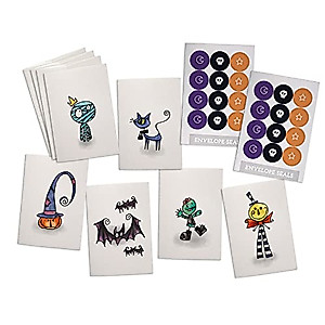 Halloween Greeting Cards Collection with Spooky Stickers - 24 Note Cards with Envelopes & Seals
