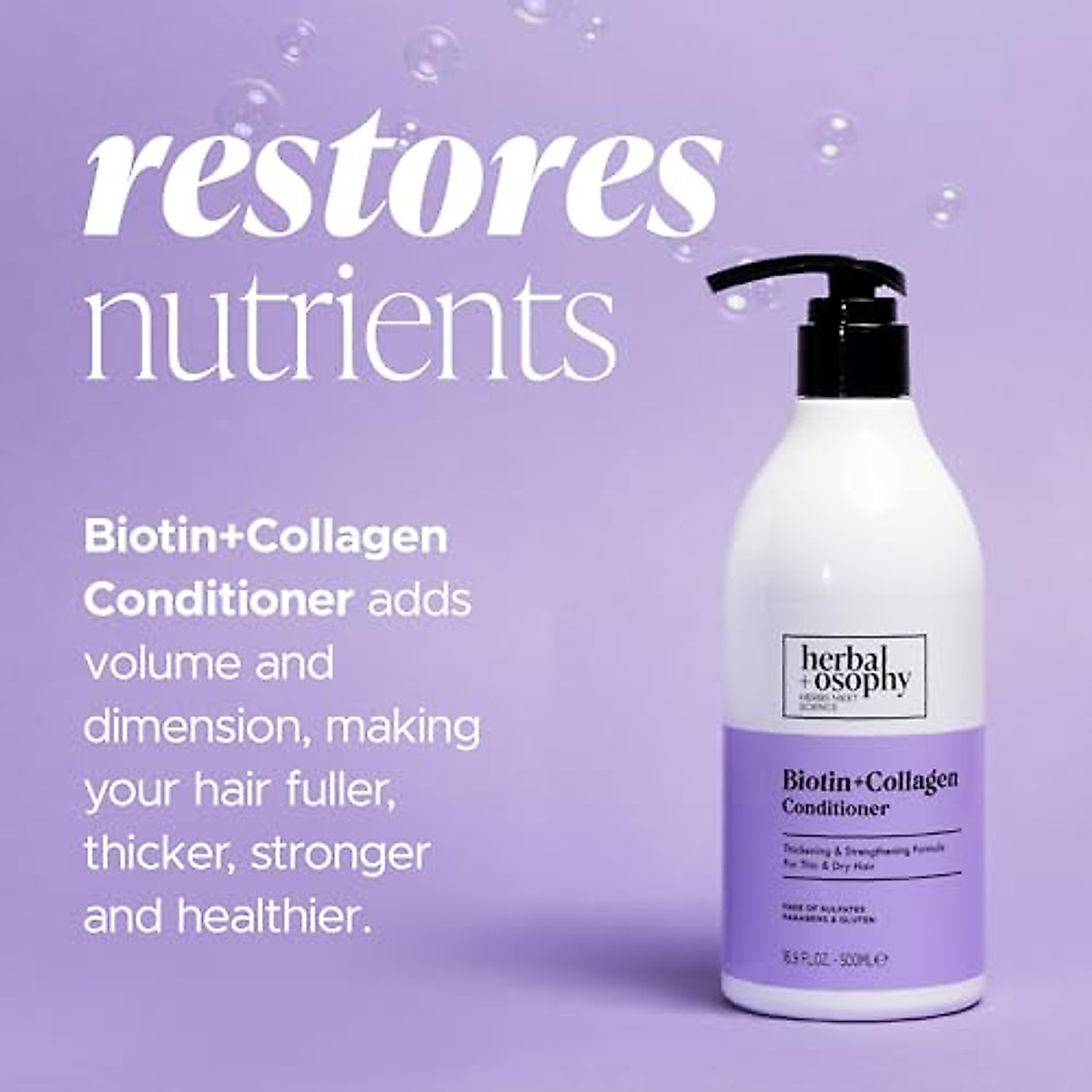 16.9 Fl Oz Biotin & Collagen Conditioner, Hair Growth Thickening Conditioner, Repair Dry, Damaged Thinning Hair, Infused with Vitamin B7 & Argan Oil, Free of Sulfate, Parabens and Gluten