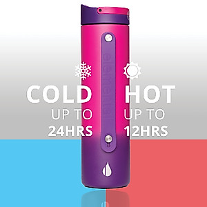 Elemental Iconic 20 oz Water Bottle with Straw Lid, Slim Insulated Water Bottles, Triple Wall Vacuum Stainless Steel Thermos, Reusable Metal Water Flask for Gym, Travel, & Sports - Berry Blast