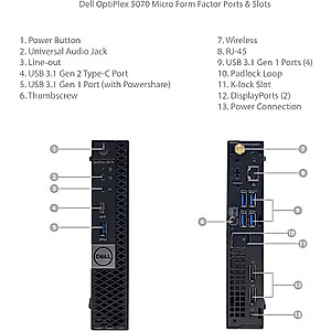 dell Optiplex 5070 Micro MFF Desktop PC Intel i5-9500T, 32GB DDR4 New 256GB M.2 NVMe SSD, WiFi BT HDMI New KB & Mouse Windows 11 Pro (Renewed)