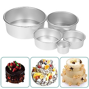 4/6/7/8/9/10/12 inch Round Cake Pans Aluminum Alloy Deep Cake Baking Pan Oven Baking Pans Cake Tin for Baking Layer Wedding Birthday Cake(4inch)