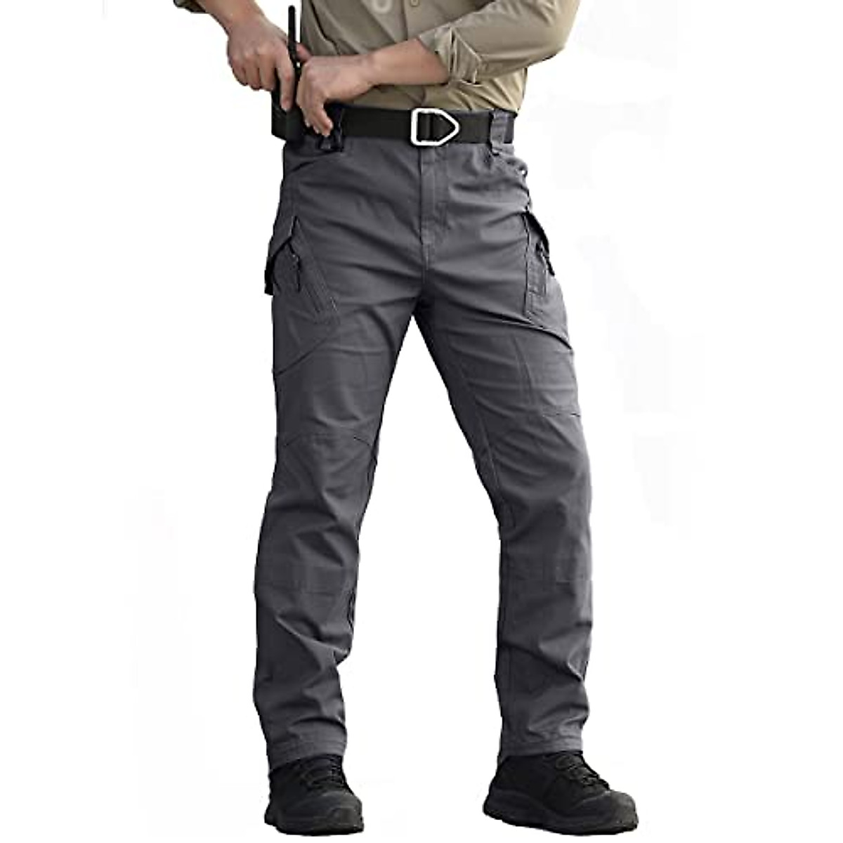 NAVEKULL Men's Work Cargo Pants Lightweight Tactical Pants for Men Stretch Cotton Military Army Combat Slim Fit Hiking Outdoor Trousers with Multi Zipper Pockets