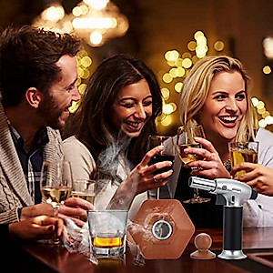 Cocktail Smoker Kit, PESUITOR Old Fashioned Whiskey Smoker Kit with Torch Marble Stones Wood Chips, Drink Smoker Infuser Kit Birthday Bourbon Whiskey Gifts for Men, Dad, Husband Father (No Butane)