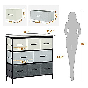 YITAHOME 8 Drawer Dresser for Bedroom Storease Series, Fabric Dresser Chest of Drawers Storage Drawer Unit for Bedroom/Living Room/Hallway/Entryway/Closet, Multi-Grey