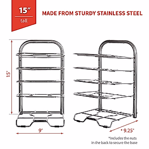Heavy Duty Kitchen Pot Rack Organizer For Cabinet - Height Adjustable 5-Tier Cast Iron Skillet Cookware Rack - Stainless Steel Pots And Pan Storage Rack Organizer For Cabinet Countertop - 16.5" Tall