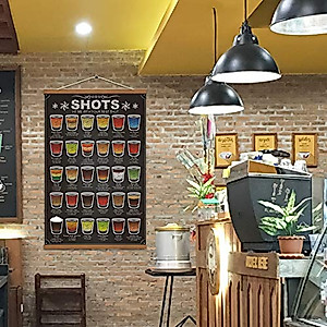 WEROUTE 30 Shots Mixology Canvas Print Poster Cocktail Recipes Infographic Drink Designed Bar Pub Themed Kitchen Home Wall Decor 15.7 X 27 Inch (with Hanger Scroll Frame)