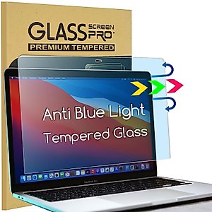 Anti Blue Light Tempered Glass Screen Protector Designed for MacBook Pro 13 Inch(2016-2022 M2/M1) & MacBook Air 13 Inch(2018-2021, M1) Eye Protection Blue Light Blocking Tempered Glass Shield