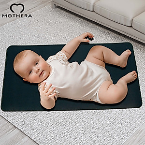 Mothera Vegan Leather Diaper Changing Pad Compact and Wipeable Baby Changing Mat Portable Changing Pad for Baby, 13" x 25"