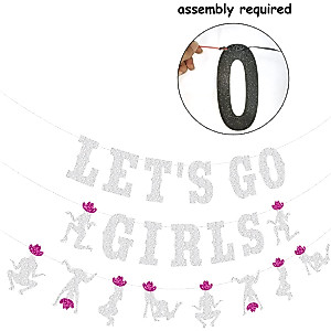 Silver Let's Go Girls Bachelorette Party Banner for Western Cowgirl, Last Rodeo Hoedown, Nash Bash Nashville Bachelorette Party Decorations