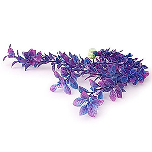 Mallofusa Artificial Aquarium Plants Decoration Plastic Water Ornament for Fish Tank Decor, 16Inch, Purple