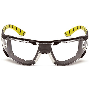 Pyramex Endeavor Plus Safety Glass Black/Green Frame With Foam Padding Clear H2MAX Anti-fog Lens