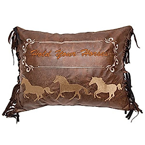 Carstens, Inc. Hold Your Horses Western 16"x20" Throw Pillow, Brown