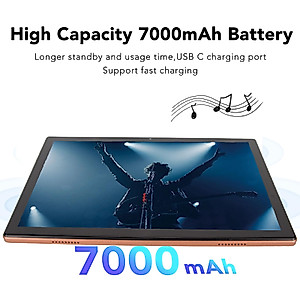 Haofy GPS Tablet, 8GB RAM 256GB ROM 10.1 Inch 2 in 1 Orange Digital Tablet for Entertainment for Studying (US Plug)