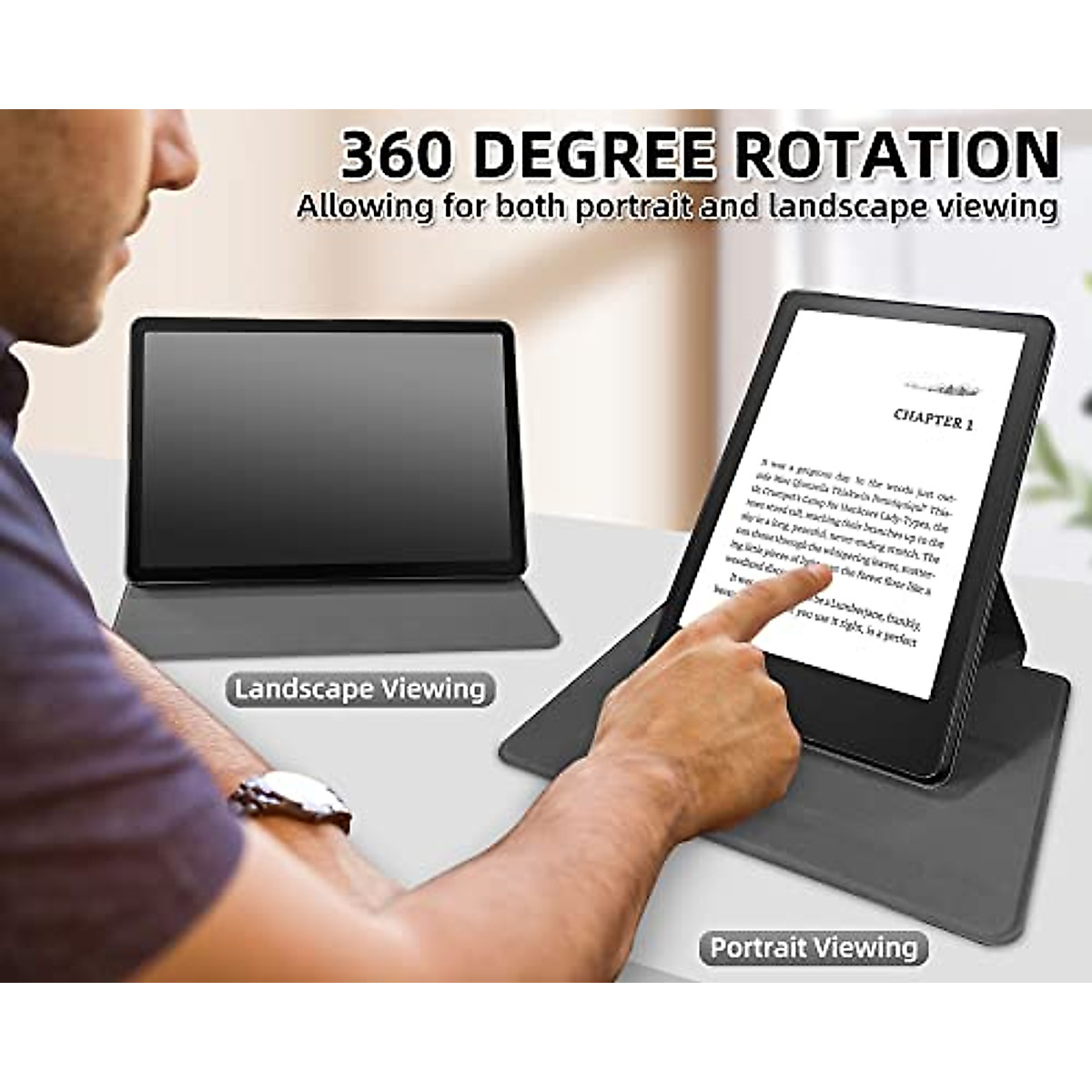 RYUITHDJP Tablet Case 7 Inch for Kindle Fire 7 2022/2023 12th Gen 360 Degree Rotating Swivel Stand, RYUITHDJP for Amazon Kindle Fire 7 Tablet Case Multi Angle Stand Cover-Horse