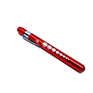 Penlight Reusable Medical Aluminum LED Pen Light with Pupil Gauge for Nurses Doctors Students with Pocket Clip (RED)