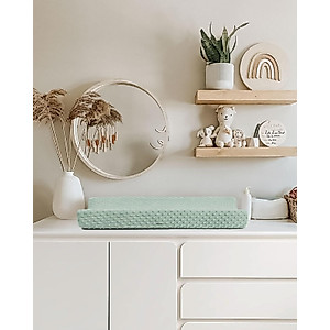 Changing Pad Cover, Ultra Soft Minky Dots Plush Changing Table Covers for Baby Girls and Boys, 2 Pack (Roman Green & Lily White)