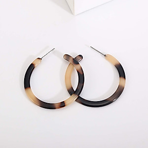BaubleStar Tortoise Shell Resin Hoop Earrings Acrylic Round Circle Dangle Blond Amber Ear Drops Fashion Jewelry for Women