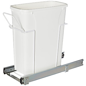 Knape & Vogt RS-PSW9-1-20-W 17 in. H x 8 in. W x D Steel in-Cabinet 20 Qt. Single White Pull Out Trash Can