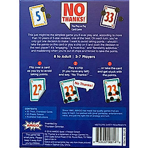 Amigo Games No Thanks! The Play or Pay Card Game – Avoid Taking Points in This Exciting & Simple Classic Card Game for Family Game Night – Perfect for Kids & Adults ages 8 & Older