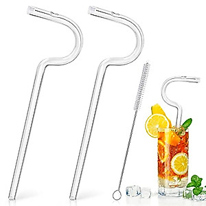 Anti Wrinkle Straw 2 Pcs, Reusable Glass Drinking Anti Wrinkle Straw, Curved No Wrinkle Straws Prevent Wrinkles Sideways Flute Straw, Engaging Lips Horizontally, Avoid Rubbing Off Lipstick, Set of 2
