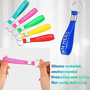 30 Pcs Inspirational Quote Keychains Motivational keychains Bulk Silicone Rubber Key Rings Motivational Bracelet Key Chains with Inspirational Messages for Women Men Thank You Gifts (Bright Colors)