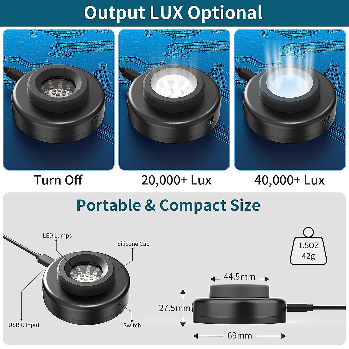ECEEN Solar Watch Charger, 8 Hours Timing Off with Men, Women & Square 3 Caps, LED UV Light Charge Eco Driver Watches Compatible Casio/Tough/Protrek/Seiko/Citizen/Garmin/Timex/Bering/FANMIS (Black)