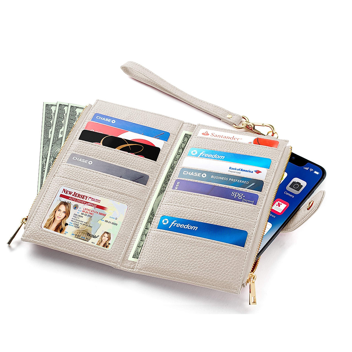 Women’s RFID Wristlet Wallet & Phone Holder | Multi Credit Card Bifold Organizer w/Zipper Pockets & Sweetly Packed in Gift Box