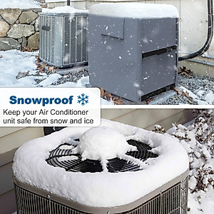 AKEfit Air Conditioner Cover for Outside, Heavy Duty Waterproof AC Defender with Durable Oxford Fabric, Veranda AC Protector (Grey, 34W x 34D x 30H)