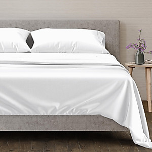 Mayfair Linen 100% Egyptian Cotton Sheets Full Size - 600 Thread Count White Sheet, 4 PC 16" Deep Pocket Full Size Sheets Set, High Thread Count Soft Cooling Sateen Weave Hotel Luxury Sheets Set