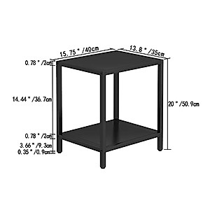 NEW JETO End Table Modern Small 2 Tier Side Table Nightstand/Easy Assembly Living Room Tables-European Wrought Iron Style Square Coffee Table