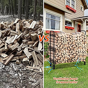 SINGLYFIRE 4ft Firewood Rack Outdoor Firewood Holder Fire Wood Rack Heavy Duty Log Rack for Patio Deck Easy Assemble Firewood Log Storage Stand for Outdoor Indoor Fireplace Tool