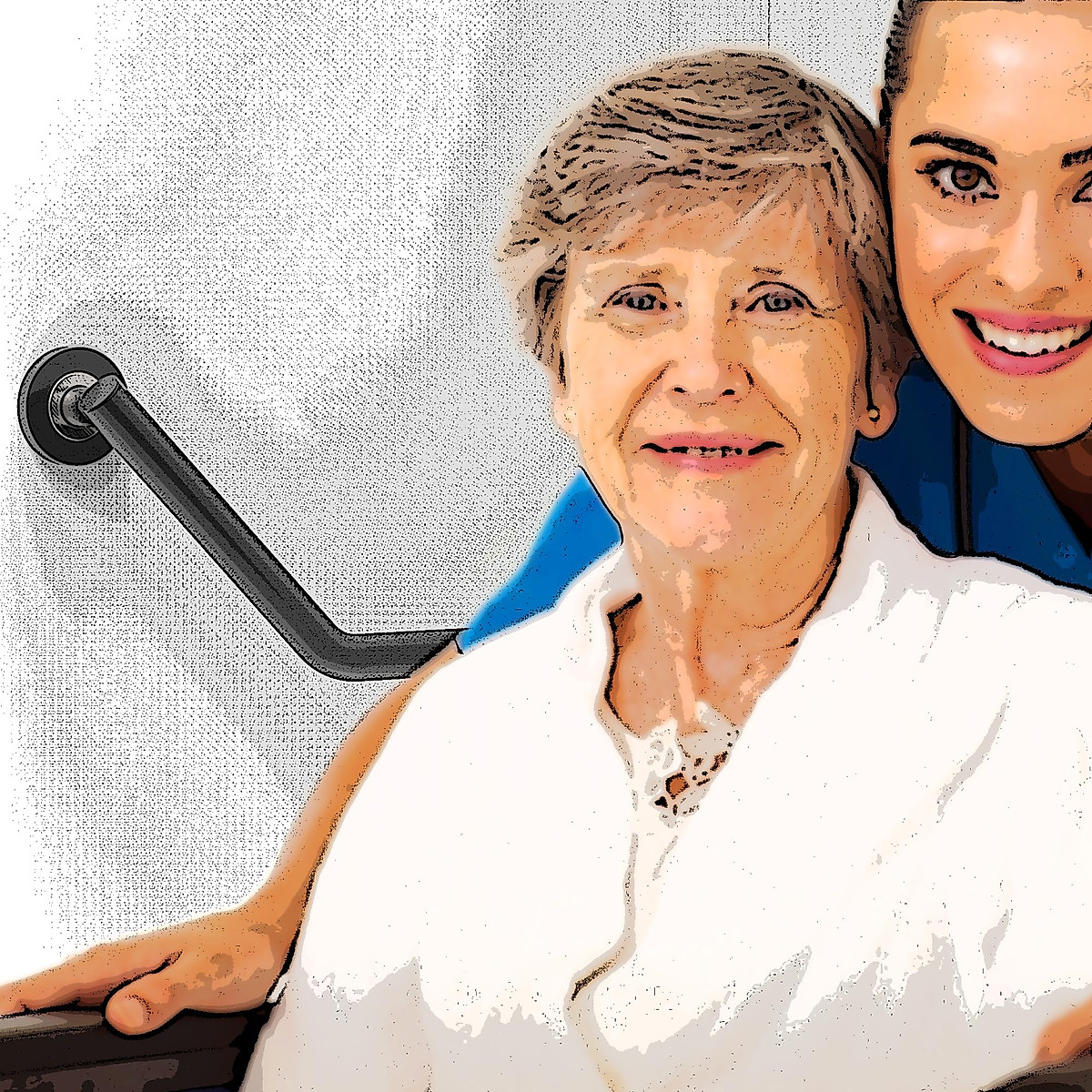 AmeriLuck 1-1/4 x 16 Stainless Steel Angled Grab Bar with Anti-Slip Peened Grip for Bathtubs, Shower & Toilet, ADA Compliant, Stud Mount 500lbs Support, Brushed Nickel