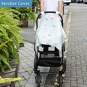 Muslin Baby Car Seat Cover, Cotton Infant Carseat Canopy for Girls and Boys, Lightweight Breathable Baby Carrier Cover, Newborn Shower Gifts, Elephant