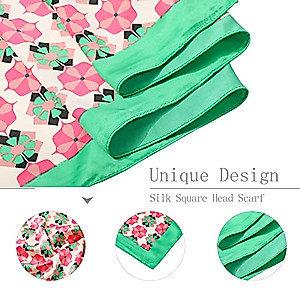 Molans 35” Satin Large Square Hair Scarves, 4pcs Silk Head Scarf Bandanas for Women,Silk Head Wraps for Sleeping(Plant flower)