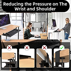 Keyboard Tray Under Desk, Pull Out Desk Extender with Extra Sturdy C Clamp Mount System, 25 (30 Including Clamps) x 9.8 inch Slide-Out Platform Computer Drawer for Home or Office, Black