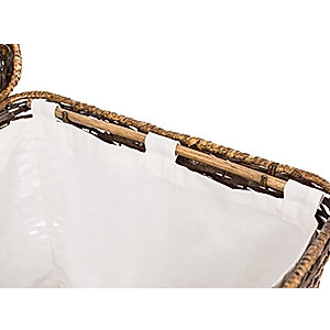 BirdRock Home Rattan Peel Hamper with Lid - Removable Laundry Bag - Machine Washable Canvas Lining - Spacious Interior - Organizer, Brown